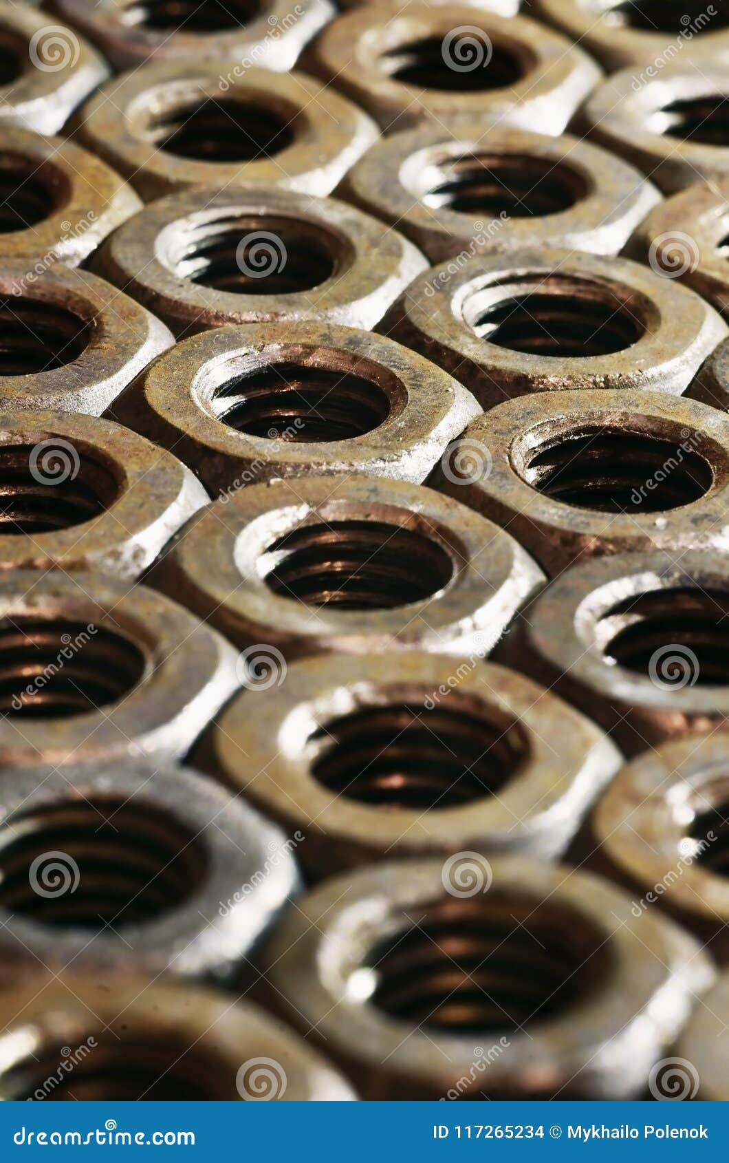 Close-up of rusty nuts stock photo. Image of factory - 117265234