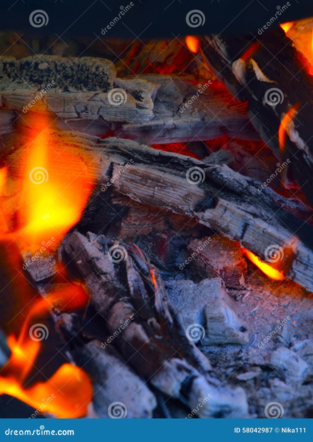 Closeup of Pile of Wood Burning with Flames. Fire. Stock Image - Image ...