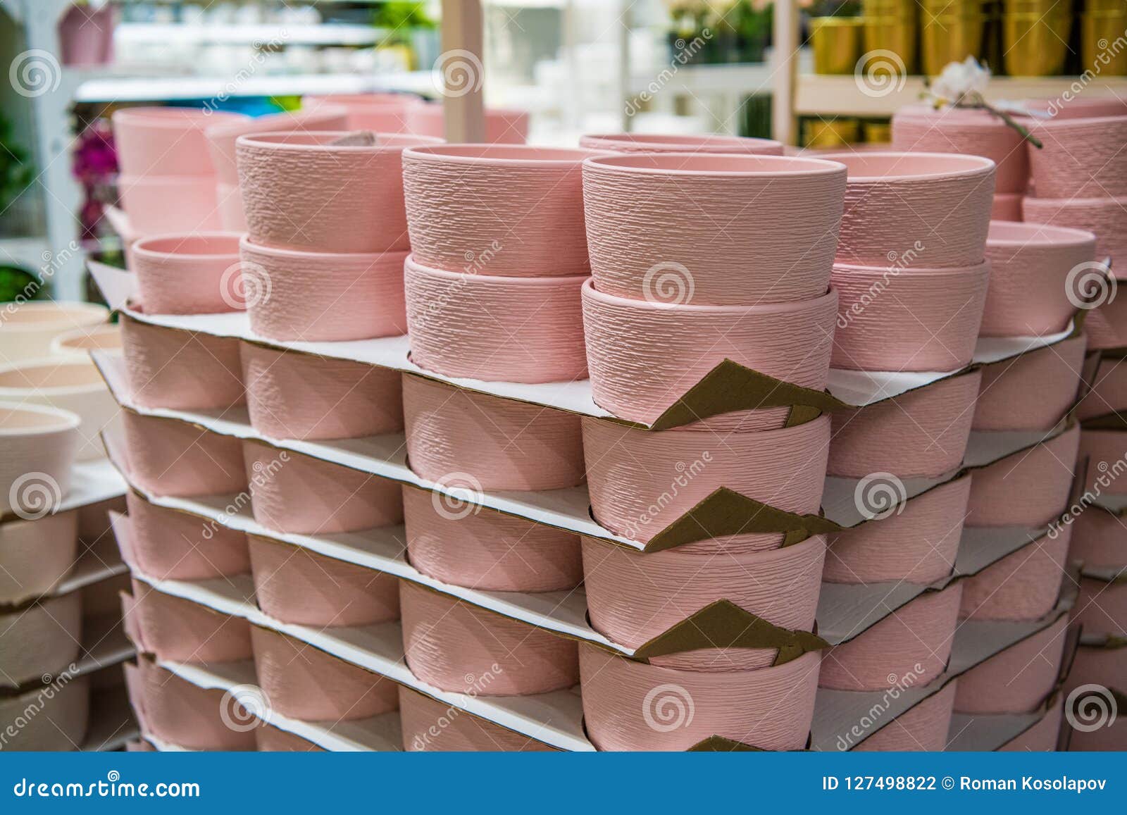 Closeup of Pink Ceramics Pots Collection in Store Stock Photo - Image ...