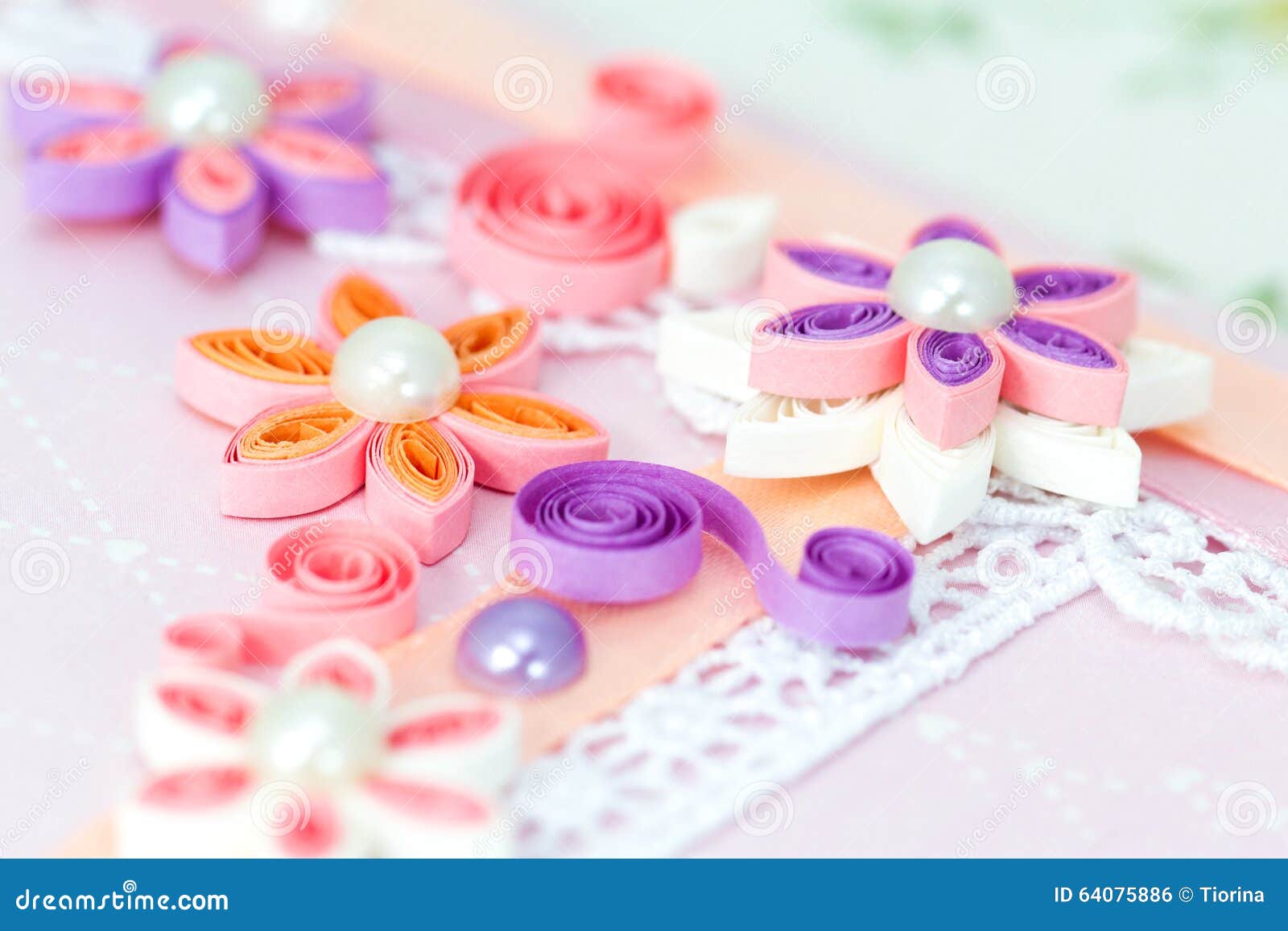 Closeup of Pink Quilling Paper Flowers Stock Photo - Image of close ...
