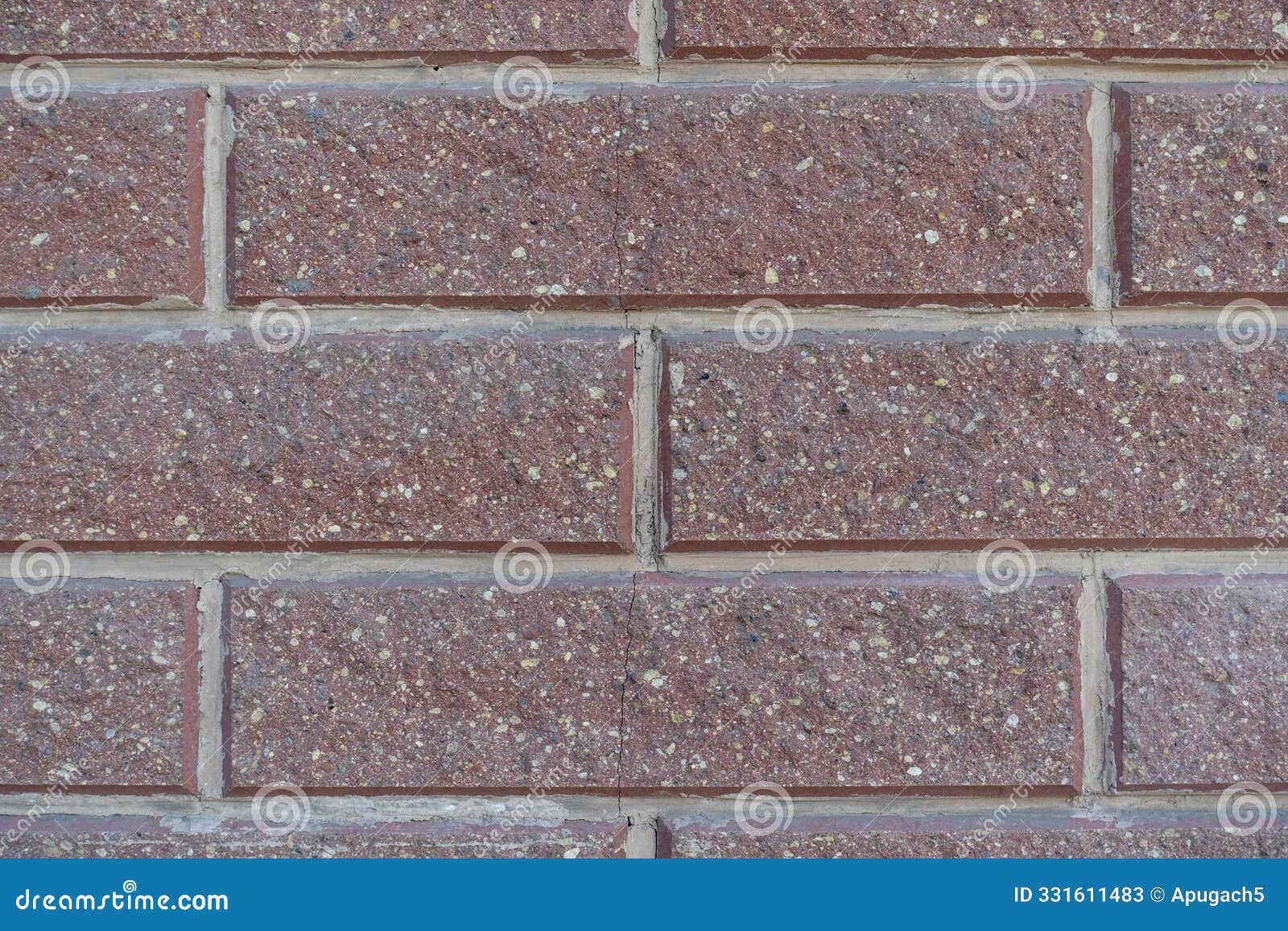 Closeup of Pink Split Face Brick Veneer Wall with Stretcher Bond Stock ...