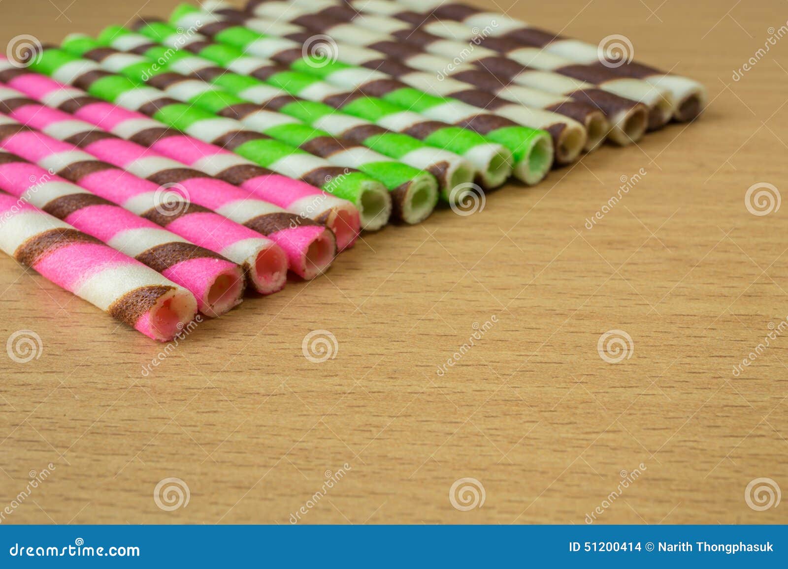 Closeup Pink Stripe Wafer Rolls Stock Photo - Image of wafer, strip ...