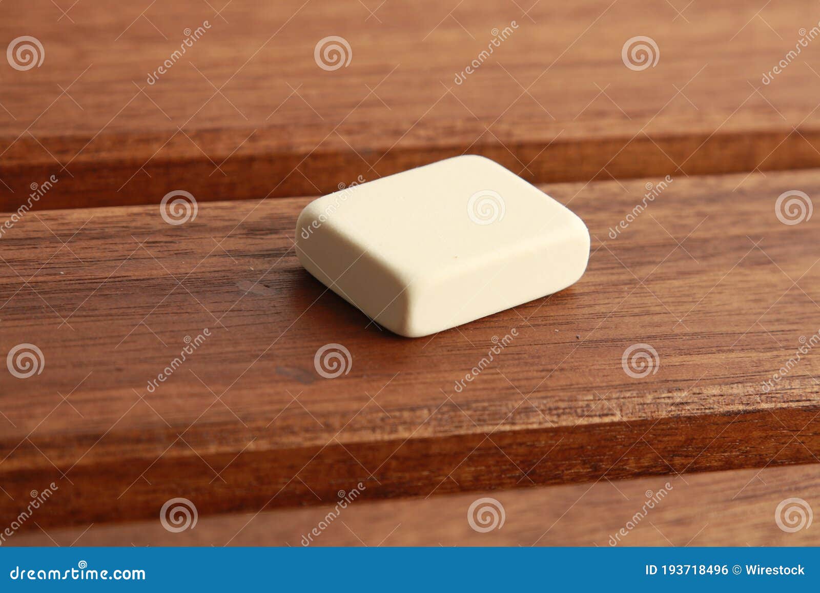 Closeup of a Plain White Eraser on a Wooden Surface Stock Photo - Image ...