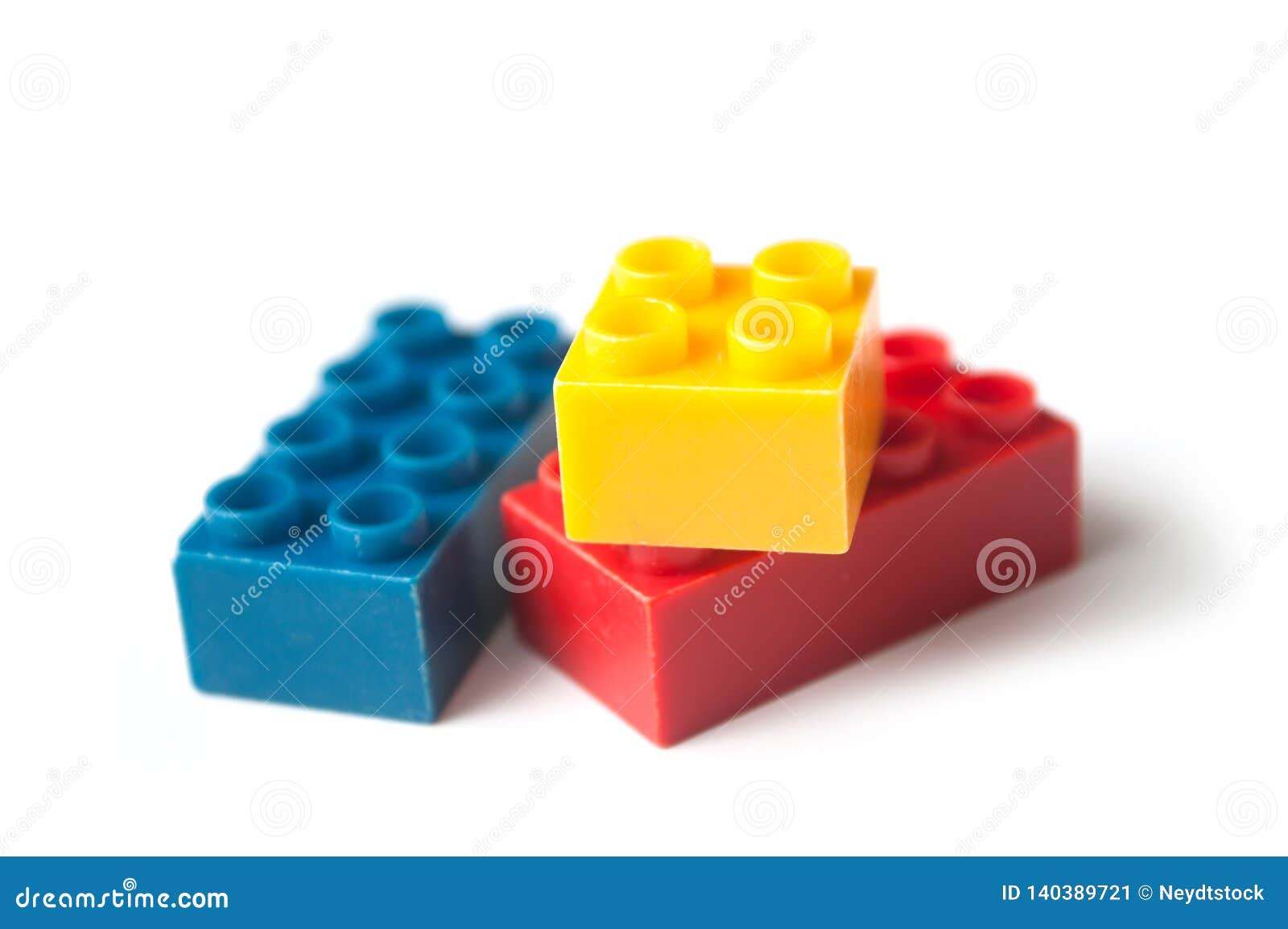 Plastic Bricks Construction on White Background Stock Image - Image of ...