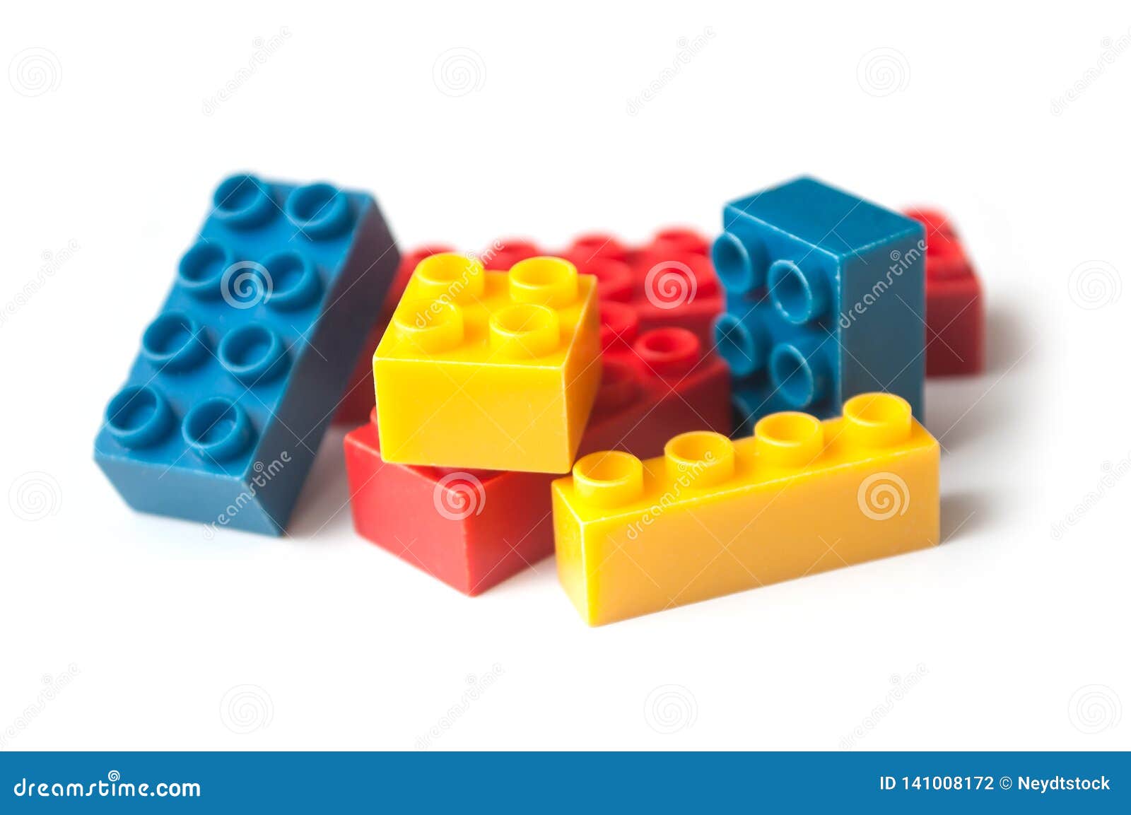 Plastic Bricks Construction on White Background Stock Photo - Image of ...