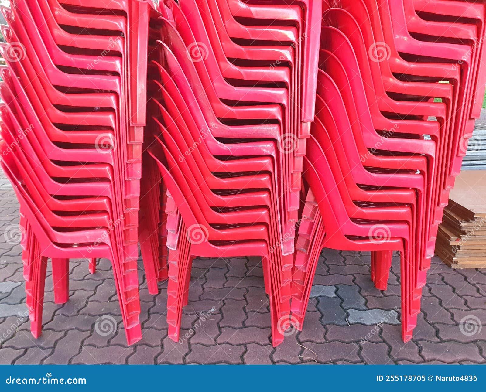 Closeup of the Plastic Chair Stack Stock Image - Image of relax ...