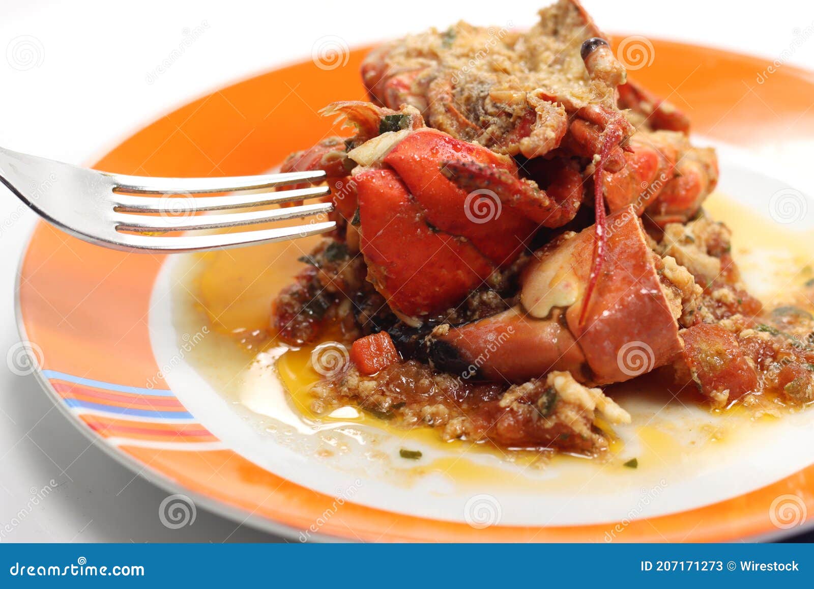 Closeup of a Plate of a Dish with Shellfish Ragout and Lobster Pieces ...