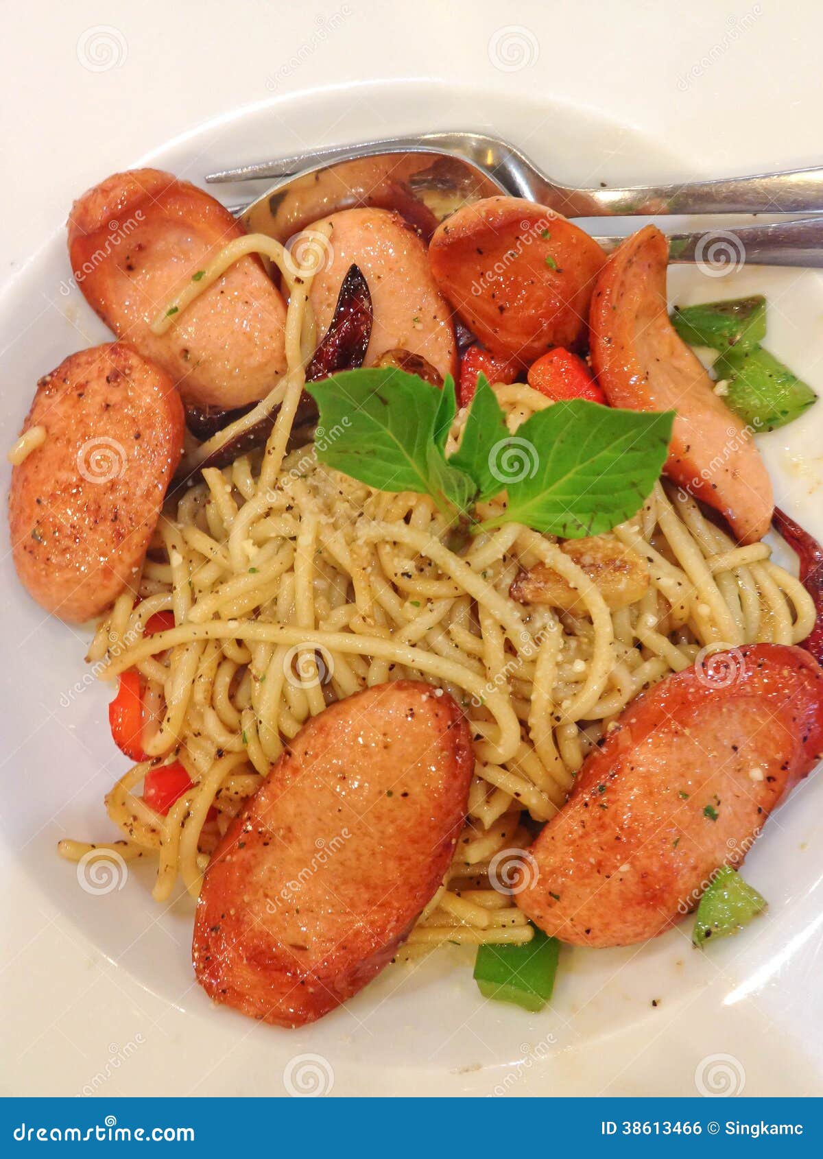 Closeup on a Plate of Spaghetti Stock Photo - Image of sauce, dish ...