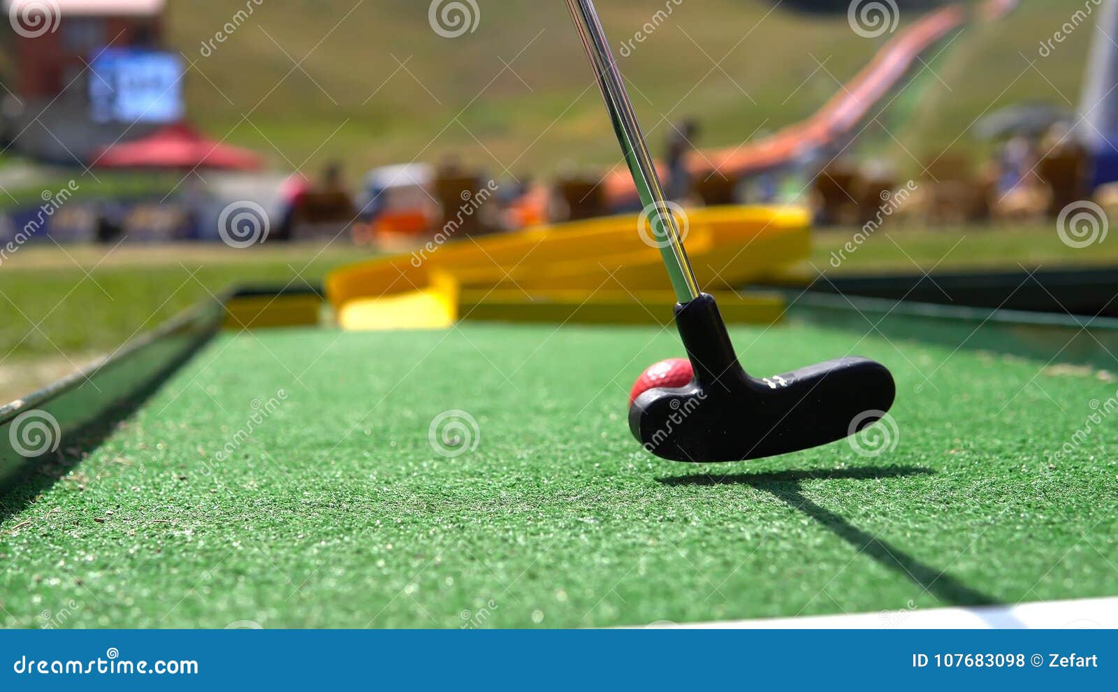 Closeup of Player Play Mini Golf Stock Photo - Image of hobby, golf ...