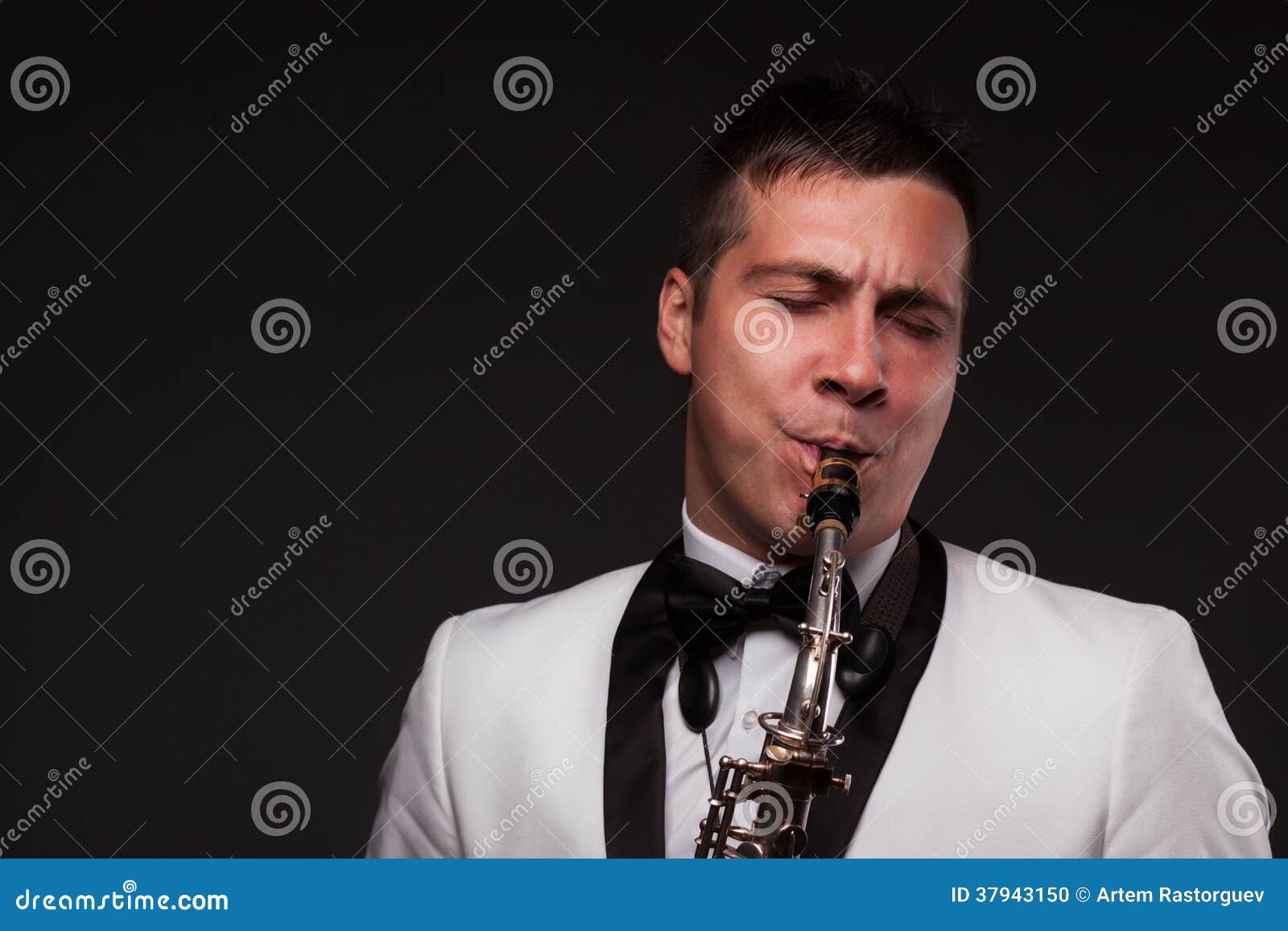 Closeup of Playing Saxophonist Stock Photo - Image of brass, dark: 37943150