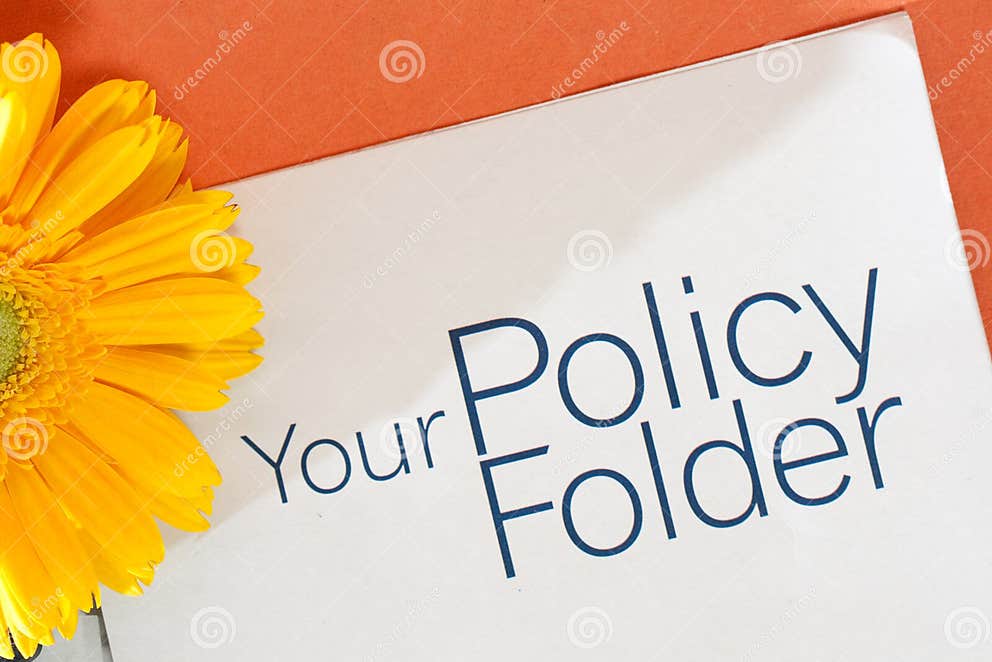 A Policy Folder on Orange Background Stock Photo - Image of document ...