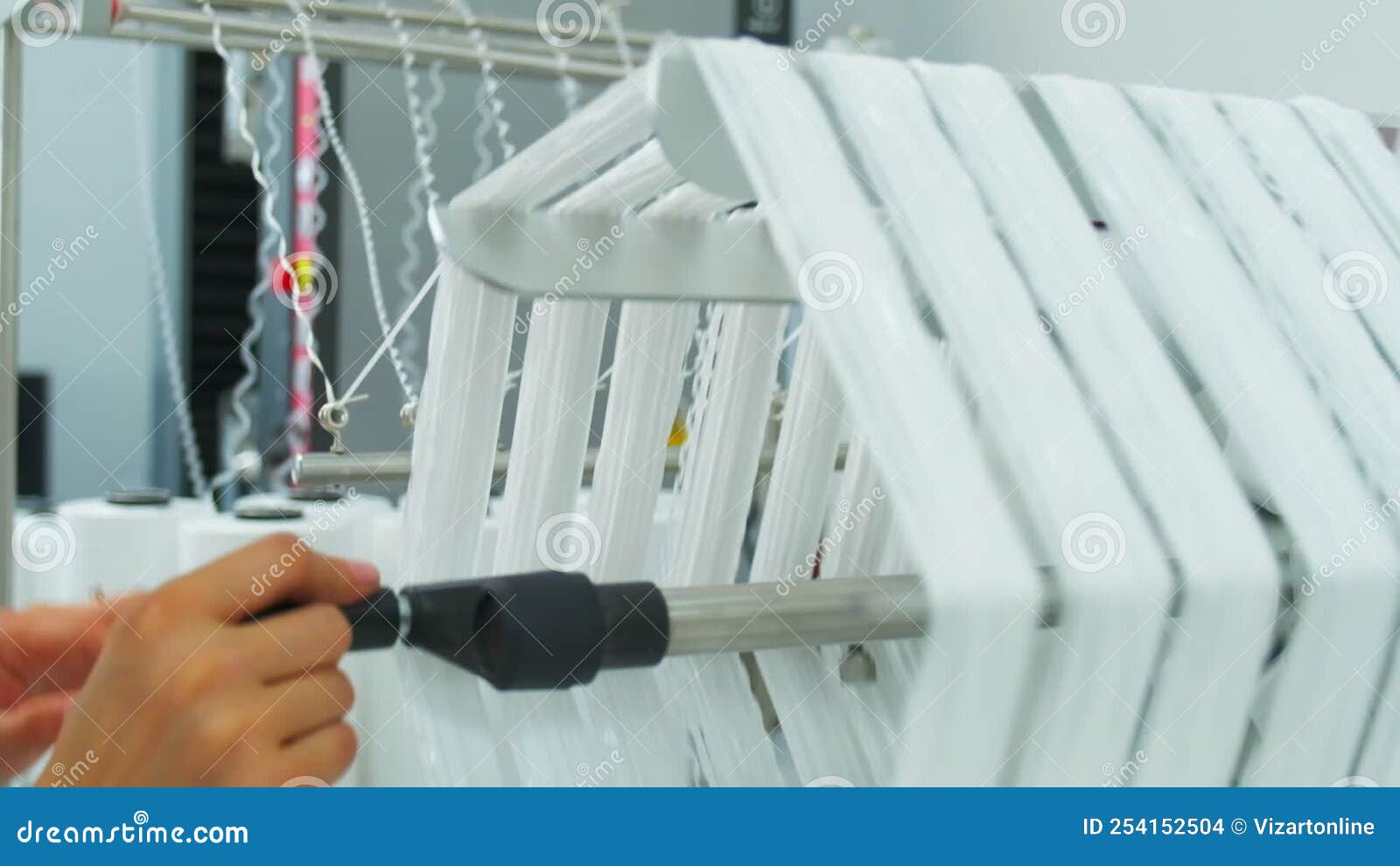 Closeup of Polymer Thread on the Winding Wheel in Process of Winding ...