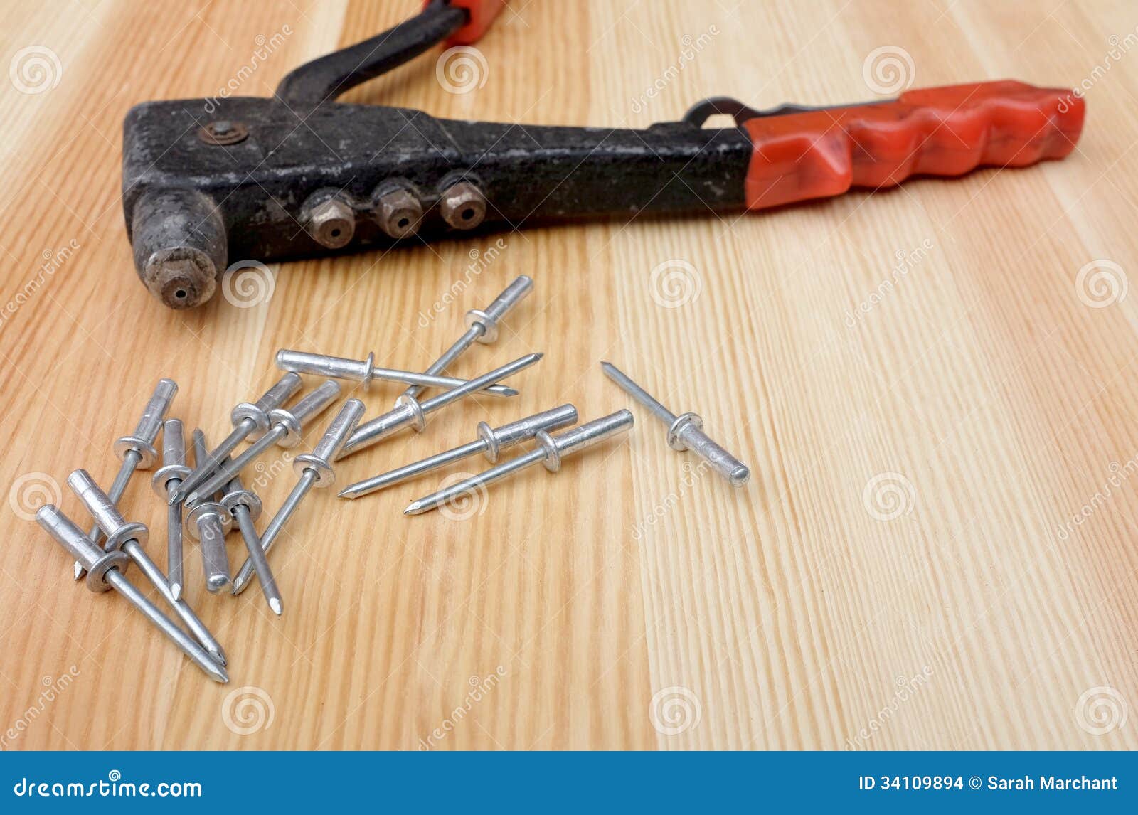 Closeup of Pop Rivets and Riveter Stock Photo - Image of metal, rivet ...