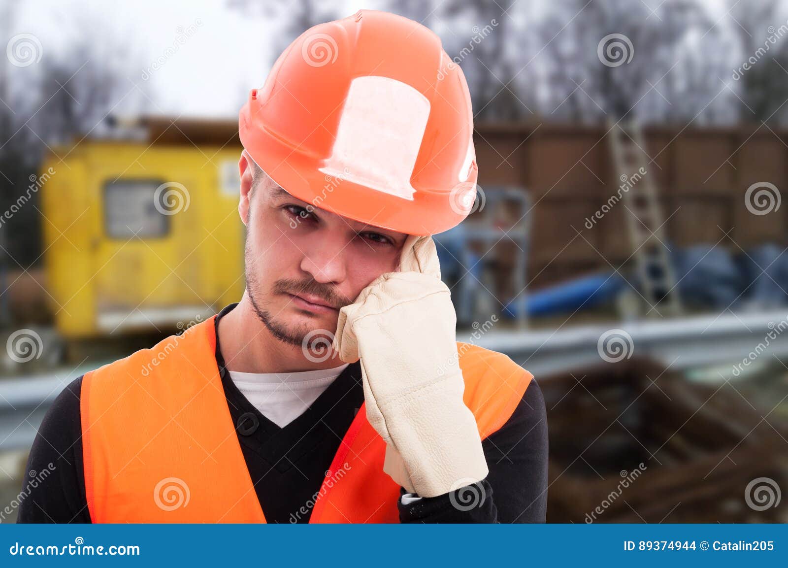 Closeup Portrait of Attractive Builder Stock Photo - Image of ...