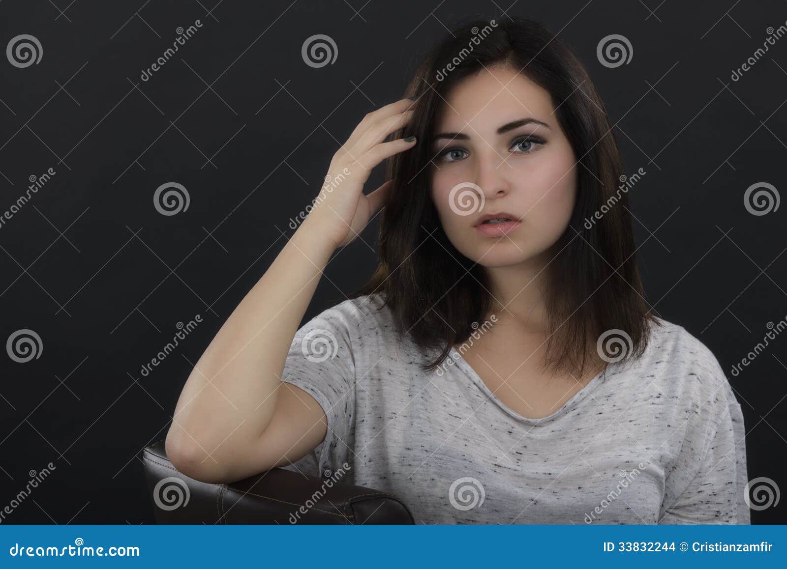 Closeup Portrait of a Beautiful Lady on Black Stock Photo - Image of ...