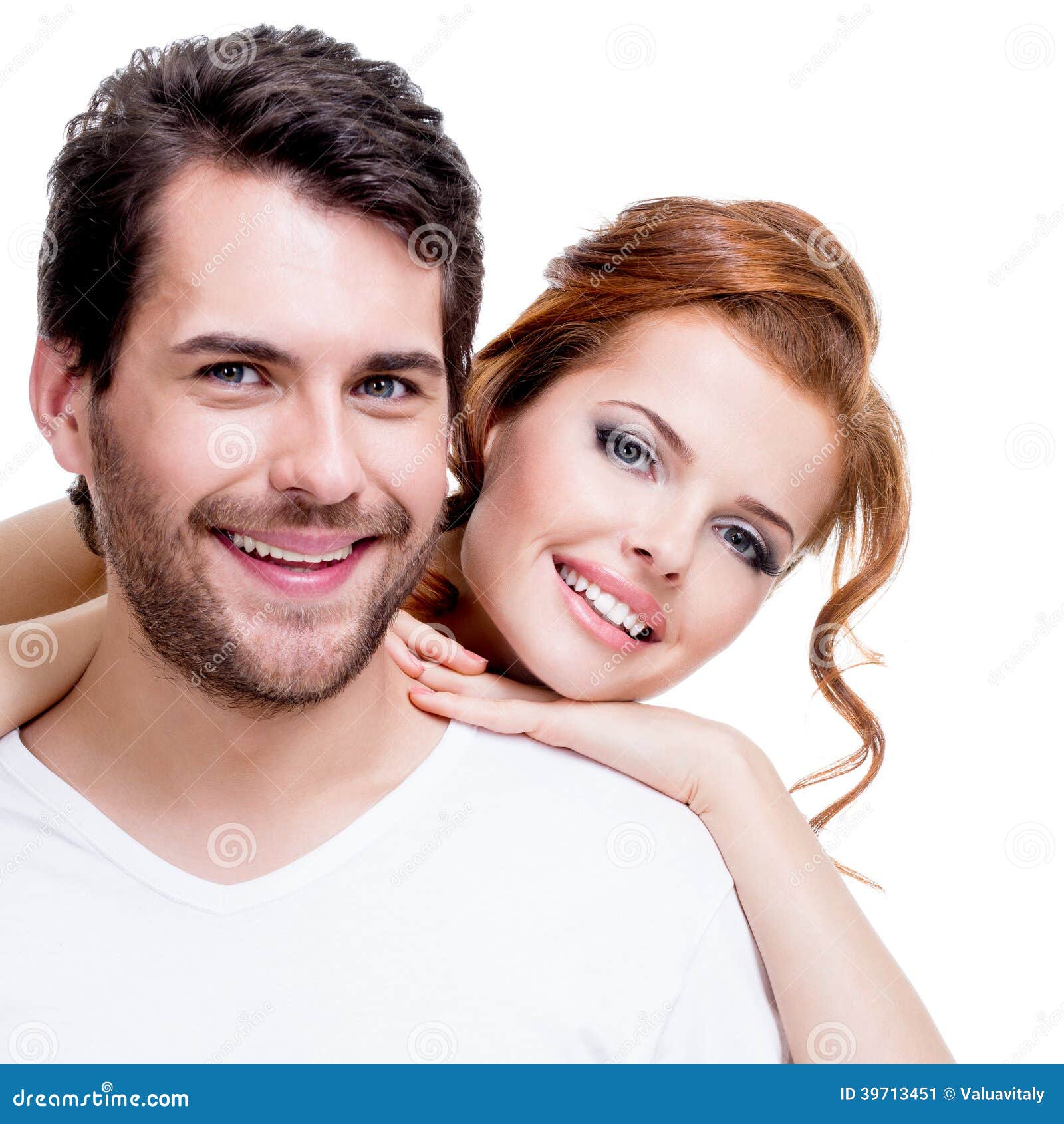Closeup Portrait of Beautiful Smiling Couple. Stock Image - Image of ...