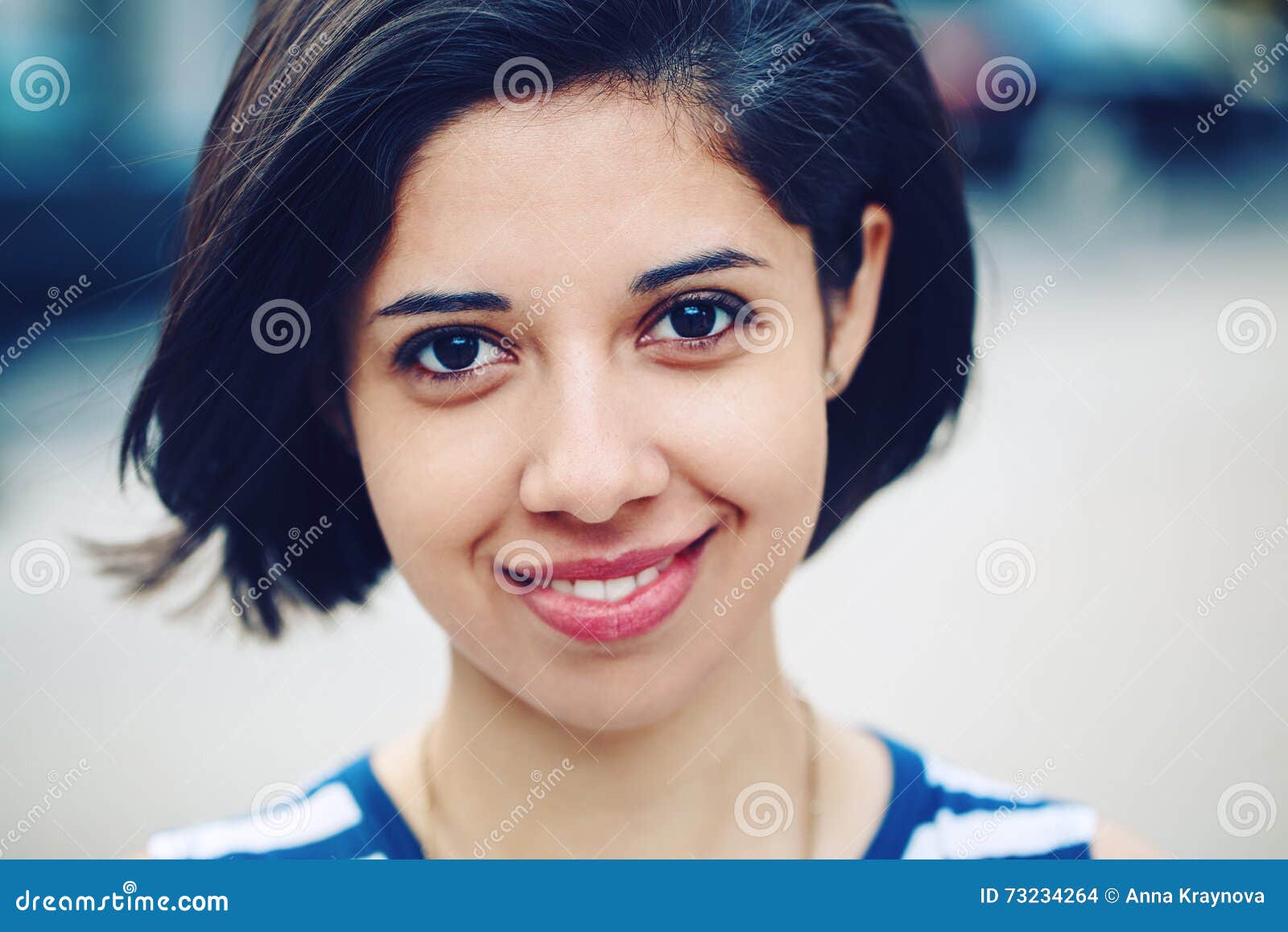 Closeup Portrait Of Beautiful Smiling Young Latin Hispanic Girl Woman
