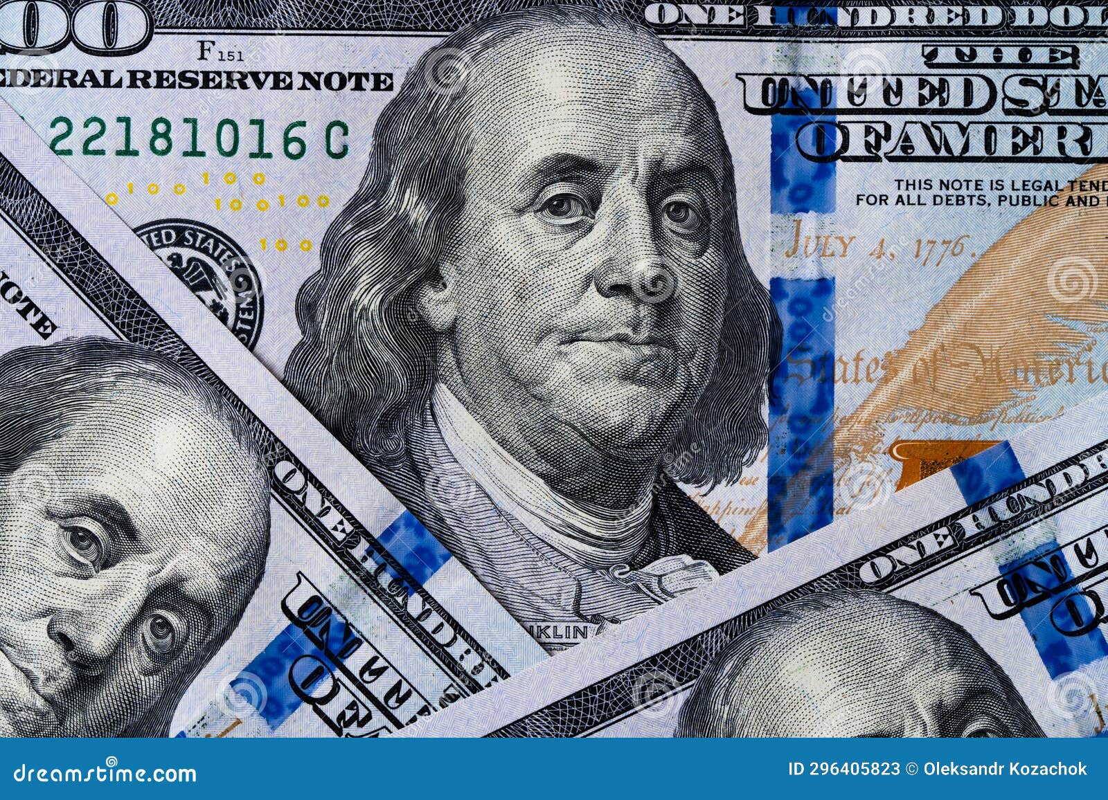 Closeup Portrait Benjamin Franklin on 100 Us Dollar Bill. Stock Image ...