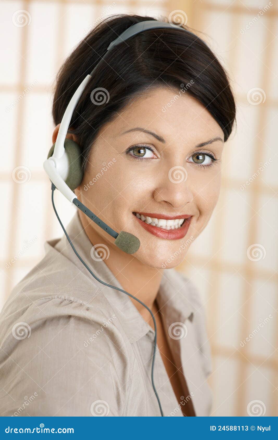Closeup Portrait of Customer Service Operator Stock Image - Image of ...