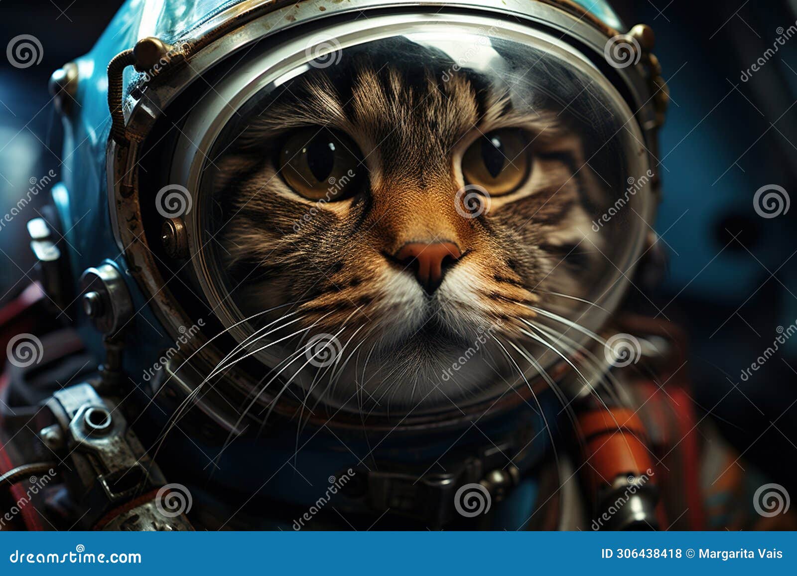 Closeup Portrait Cute Tabby Cat Astronaut in Space Suit Stock ...