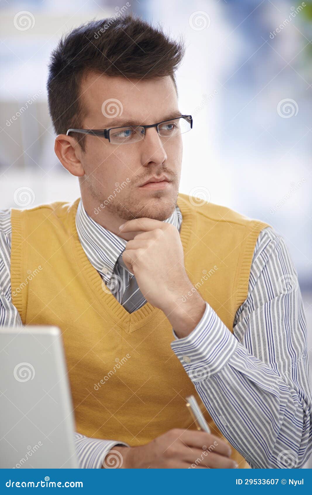 Closeup Portrait of Daydreaming Man Stock Image - Image of office ...