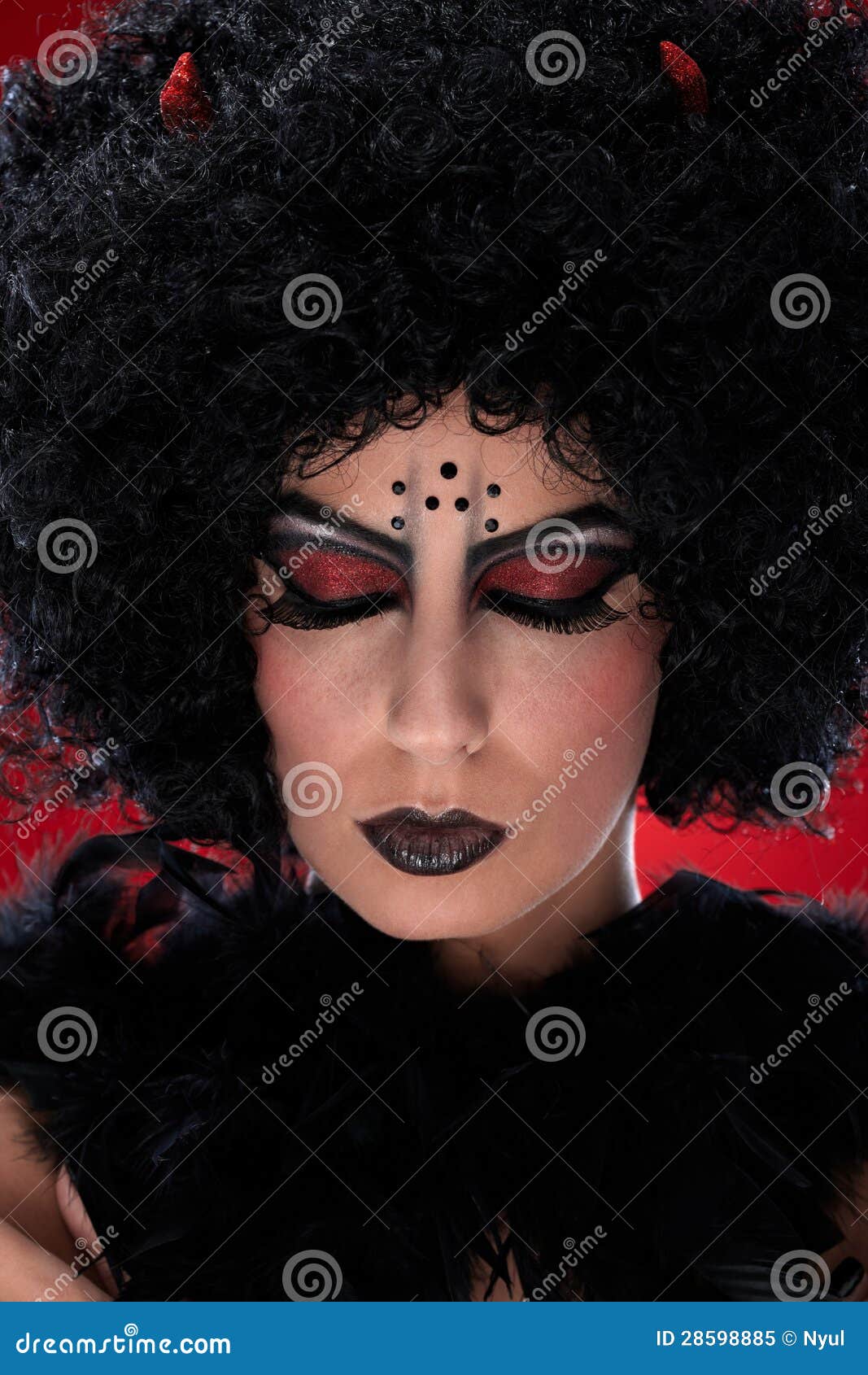 Closeup Portrait of Evil Woman Stock Image - Image of closed, person ...