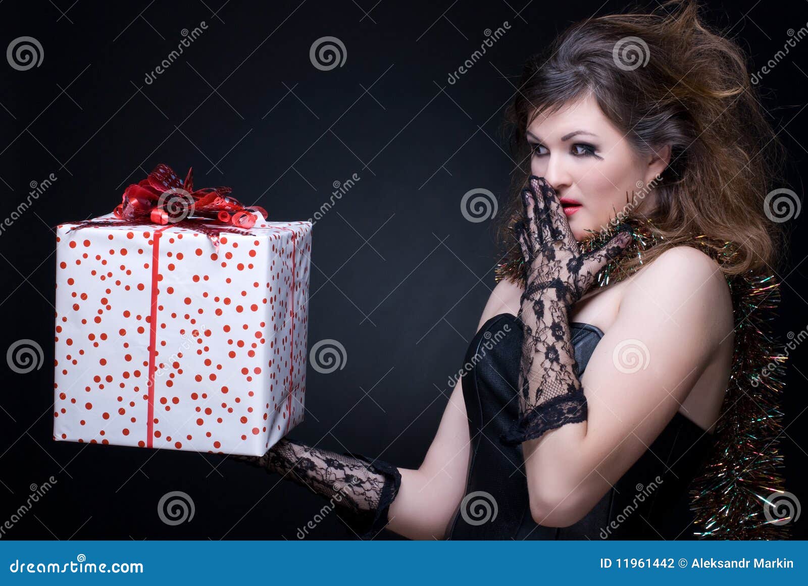 Closeup Portrait of Girl with Present Stock Photo - Image of model ...