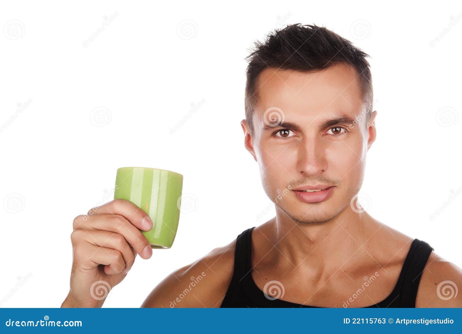 Closeup Portrait of Guy with Cup Stock Image - Image of heated, hand ...