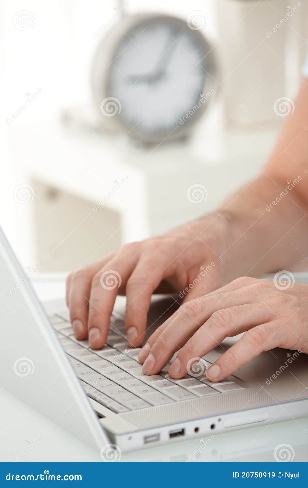 Closeup Portrait of Male Hands Typing Stock Image - Image of room ...