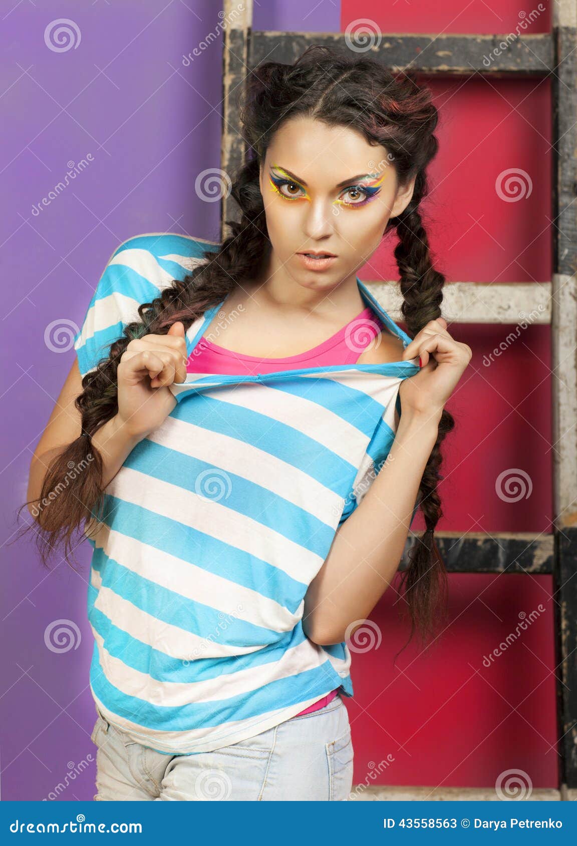 Closeup Portrait of a Model with Creative Make Up Stock Image - Image ...