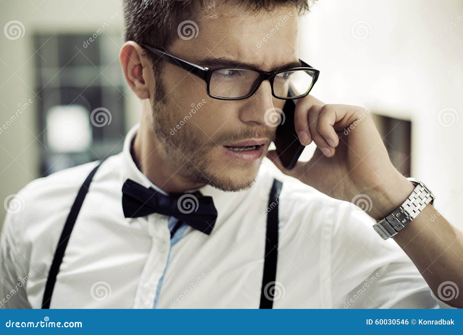 Closeup Portrait of a Phoning Man Stock Photo - Image of shirt ...