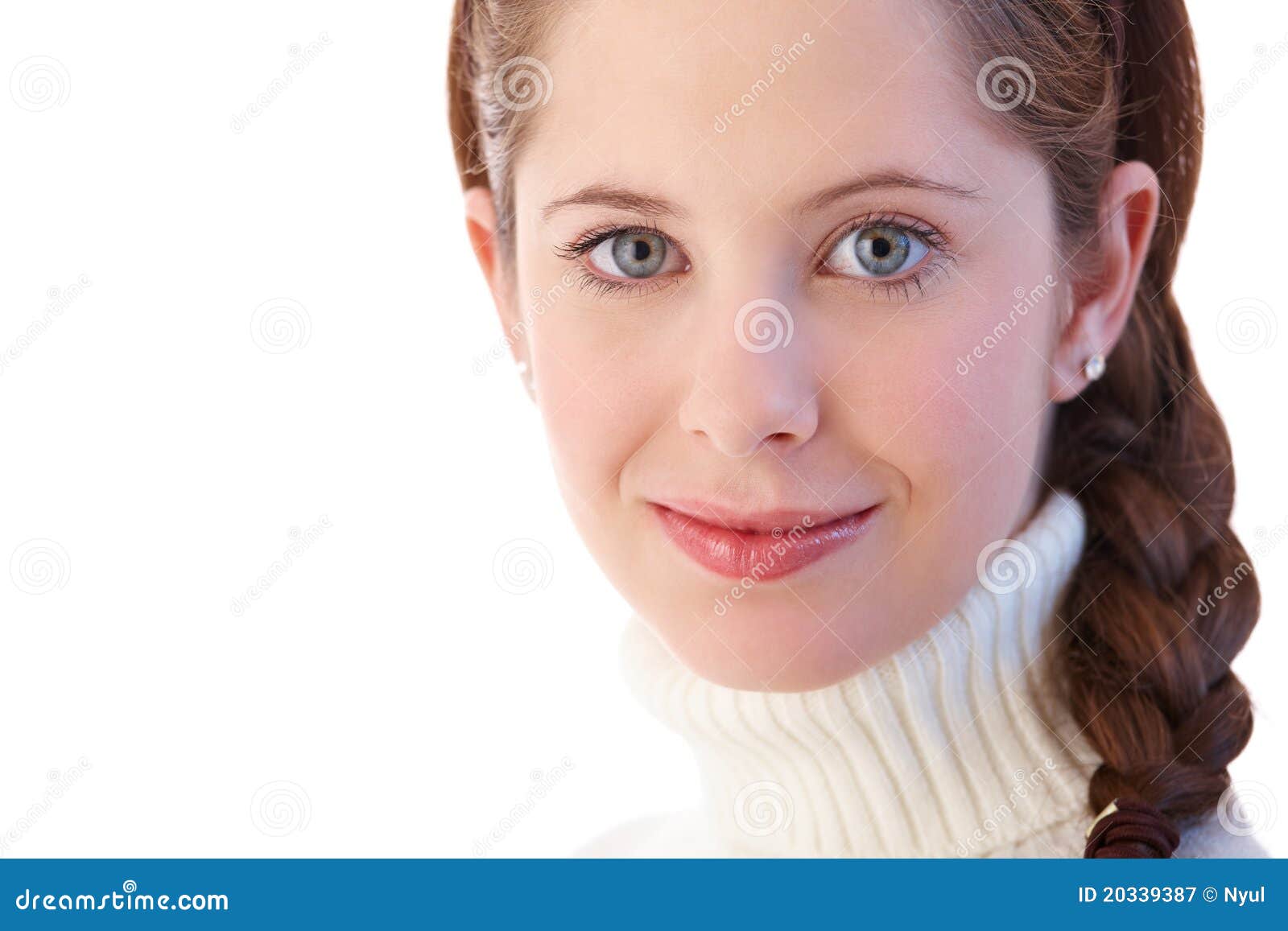Closeup Portrait of Pure Face Stock Image - Image of dressed, brunette ...