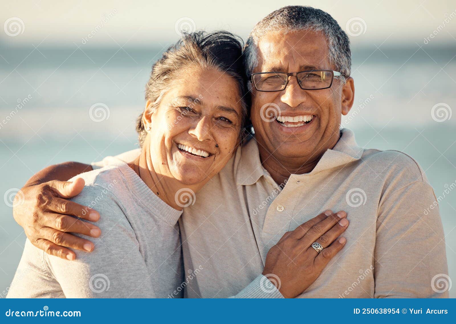 Closeup Portrait Of An Senior Affectionate Mixed Race Couple Standing
