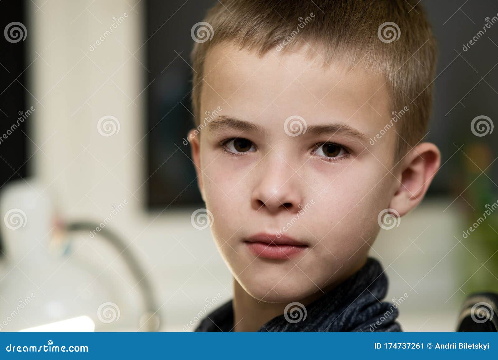 Closeup Portrait of a Serious Child School Boy Stock Image - Image of ...