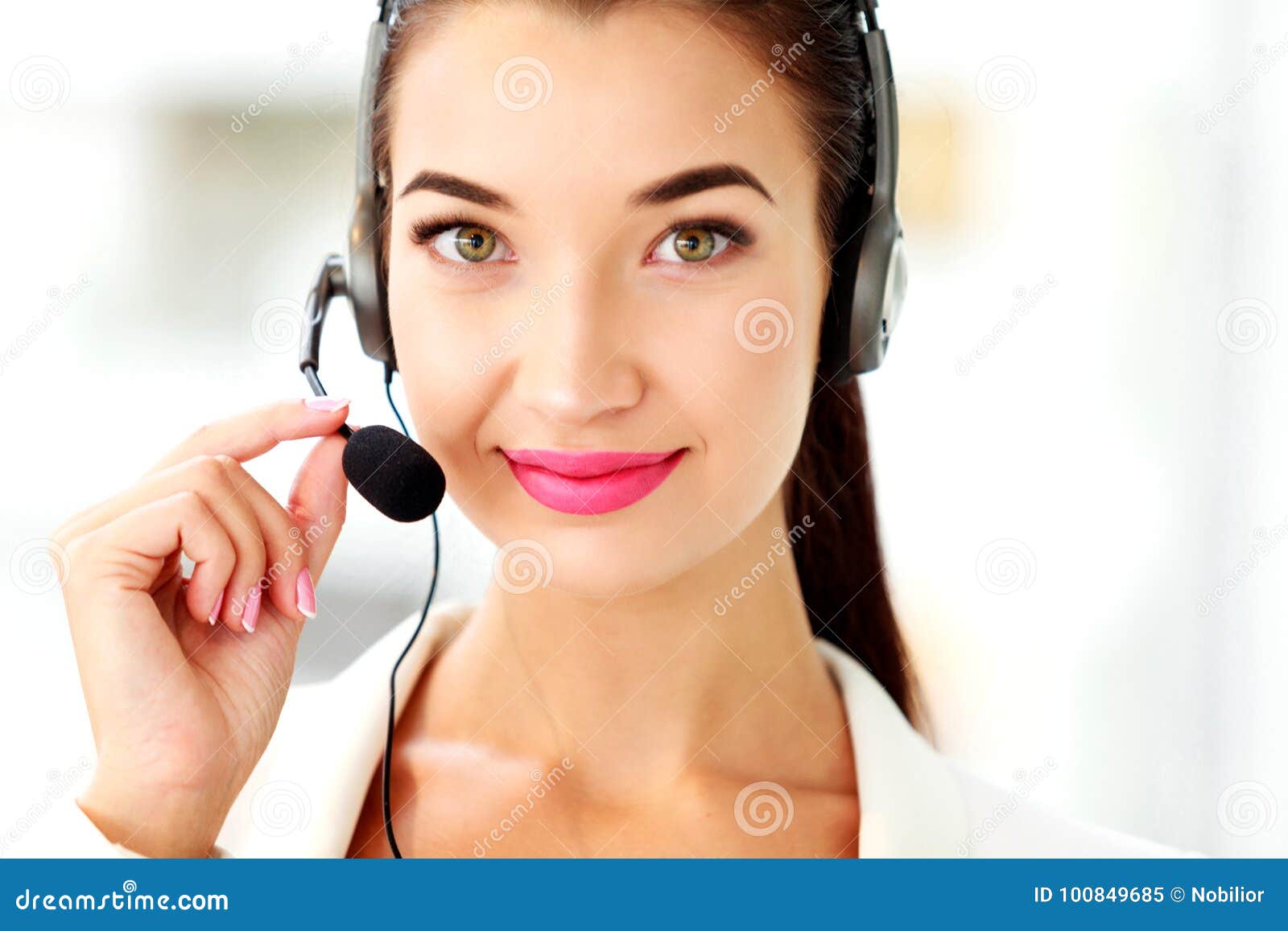 Closeup Portrait of Support Phone Operator in Headset Stock Image ...