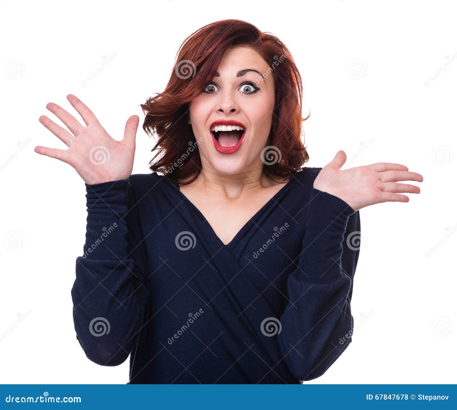 Closeup Portrait of Surprised Young Lady Isolated on White with ...