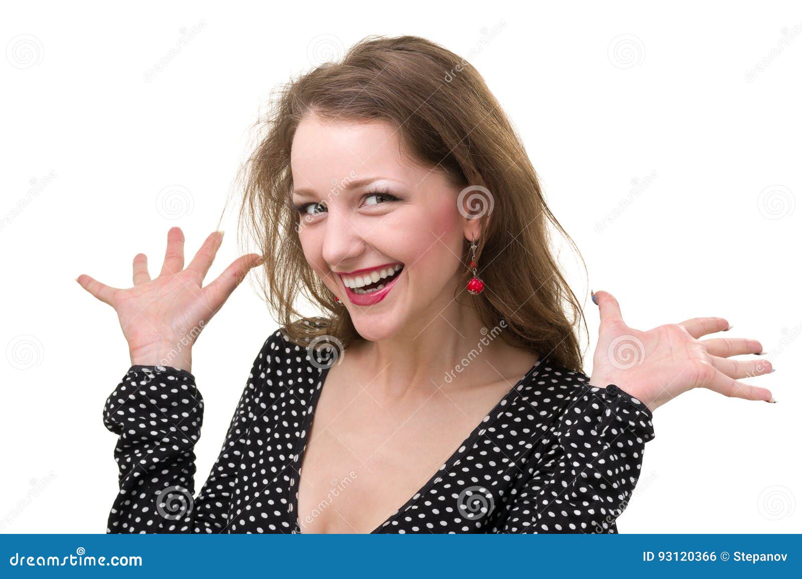 Closeup Portrait of Surprised Young Lady Isolated on White with ...