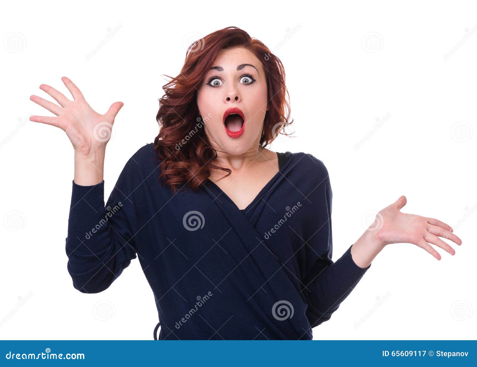 Closeup Portrait of Surprised Young Lady Isolated on White Stock Image ...