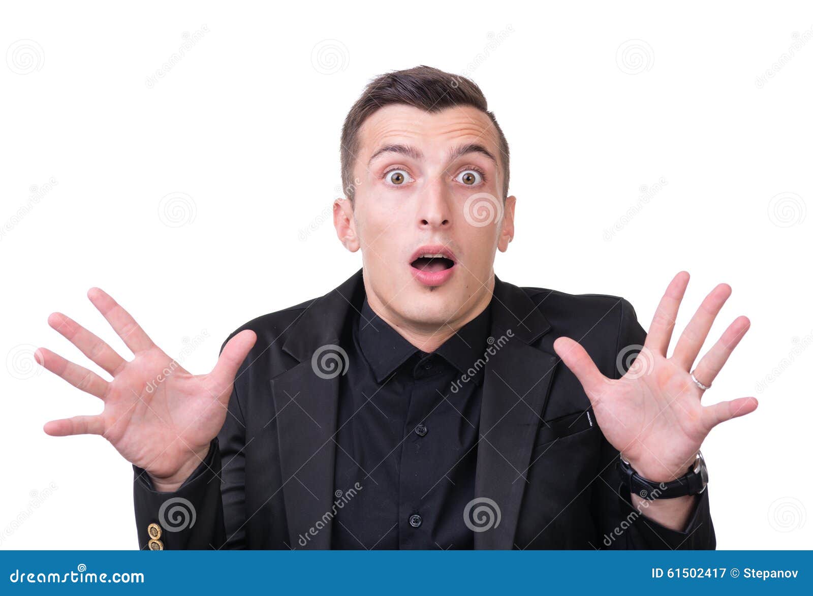 Closeup Portrait of Surprised Young Man Isolated Stock Image - Image of ...