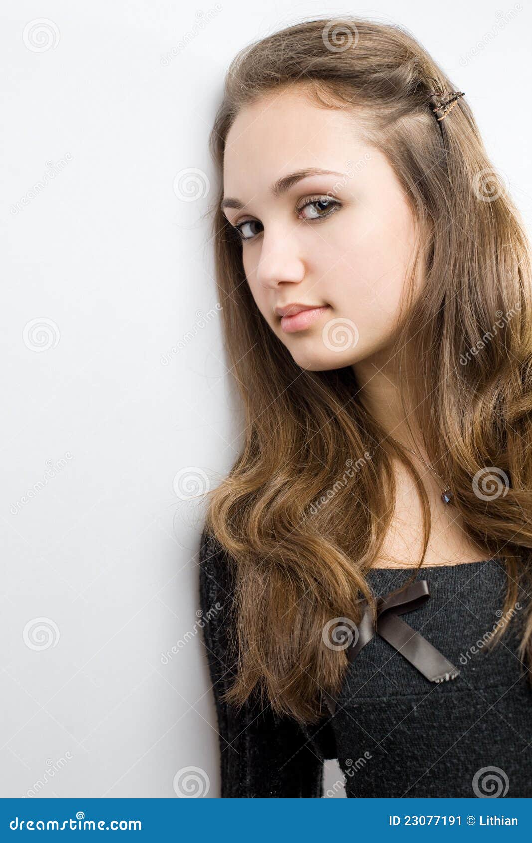 Closeup Portrait of Very Cute Young Brunette Stock Image - Image of ...