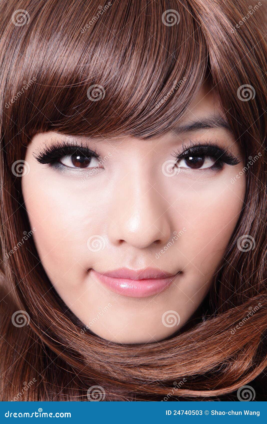 Closeup Portrait Of Woman With Brown Hairstyle Stock Image Image Of