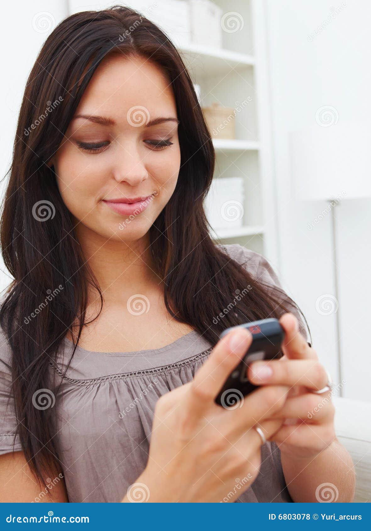 Closeup Portrait of Young Girl Using Cellphone Stock Photo - Image of ...