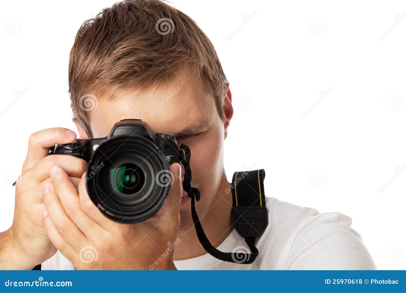Closeup Portrait of a Young Man Taking a Picture Stock Photo - Image of ...