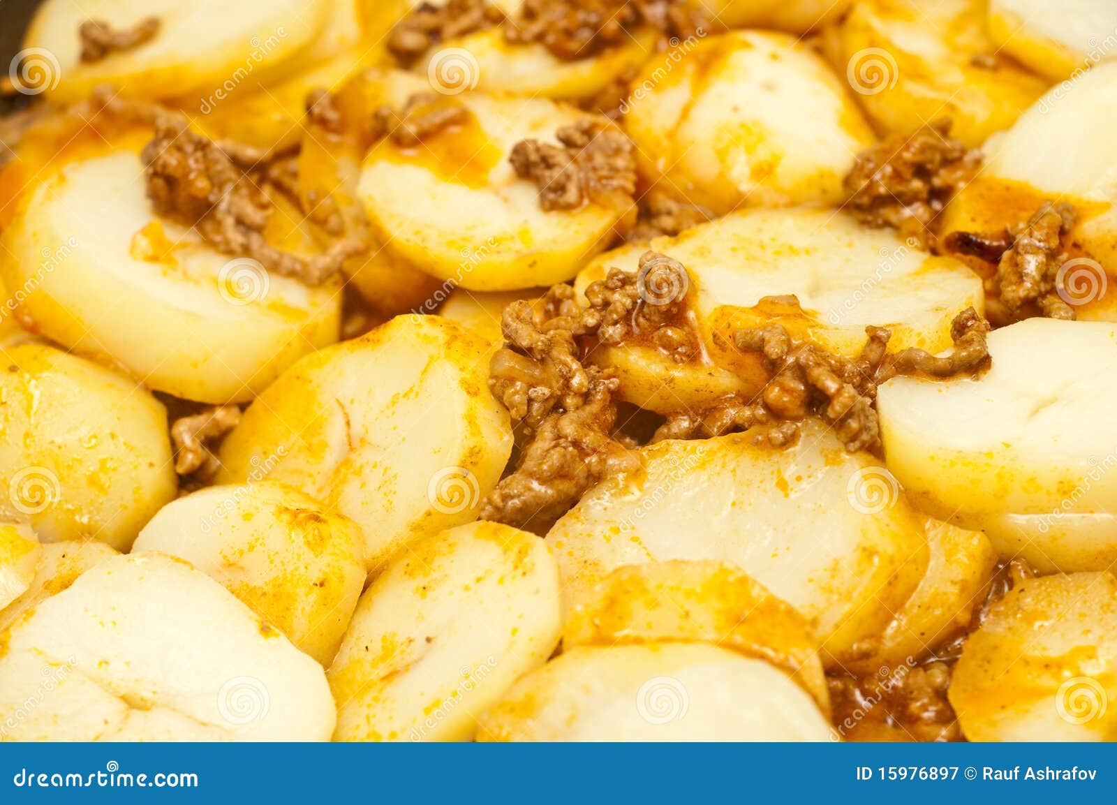Closeup of Potatoes Cooked with Minced Meat Stock Image - Image of ...