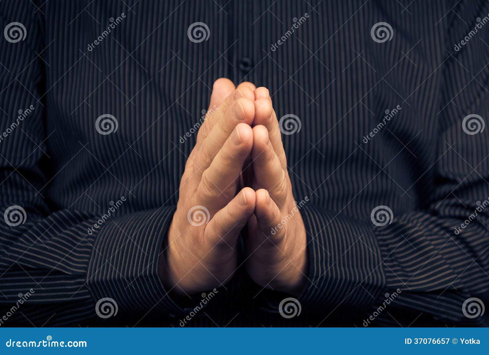 Closeup Praying White Man Dark Shirt Stock Image - Image of ...