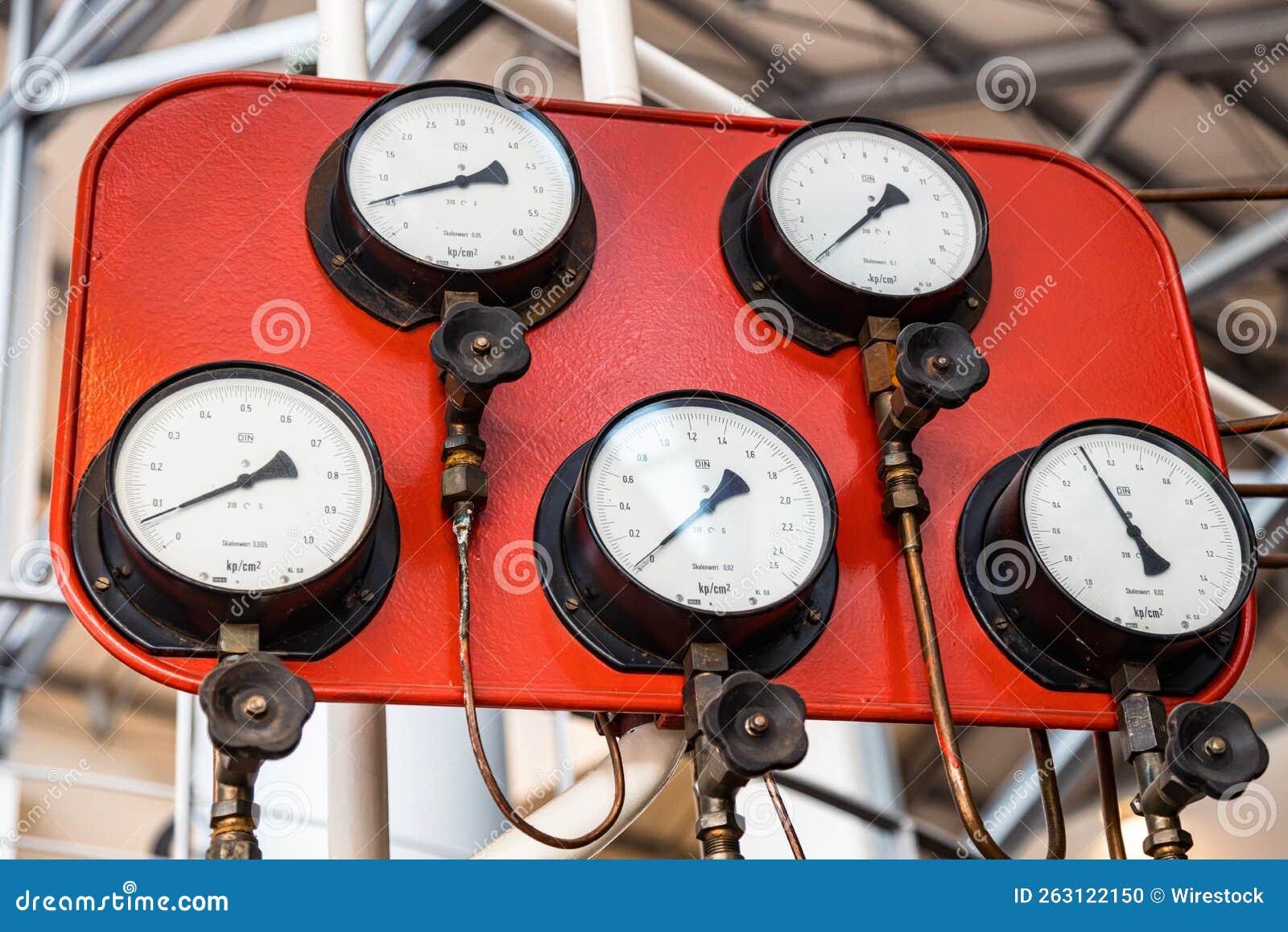 Closeup of Pressure Gauges in a Factory Stock Photo - Image of pressure ...