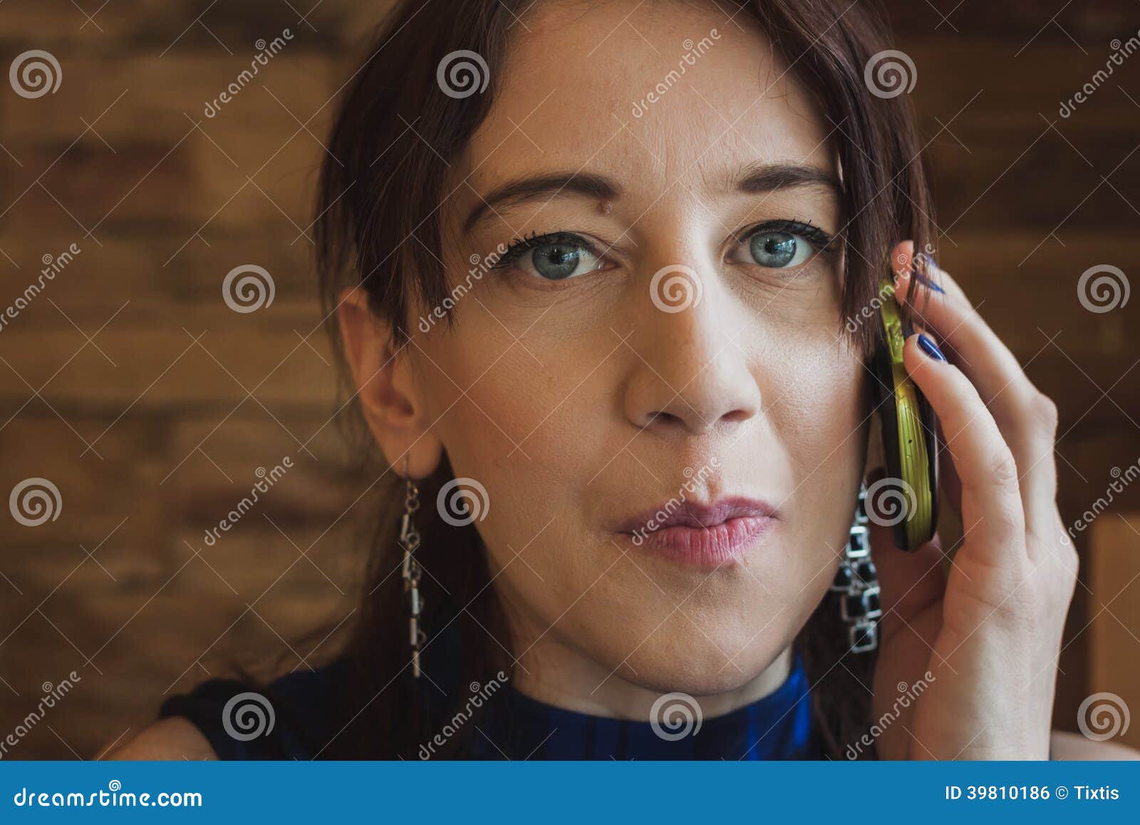 Closeup of a Pretty Girl Talking on Phone Stock Photo - Image of ...