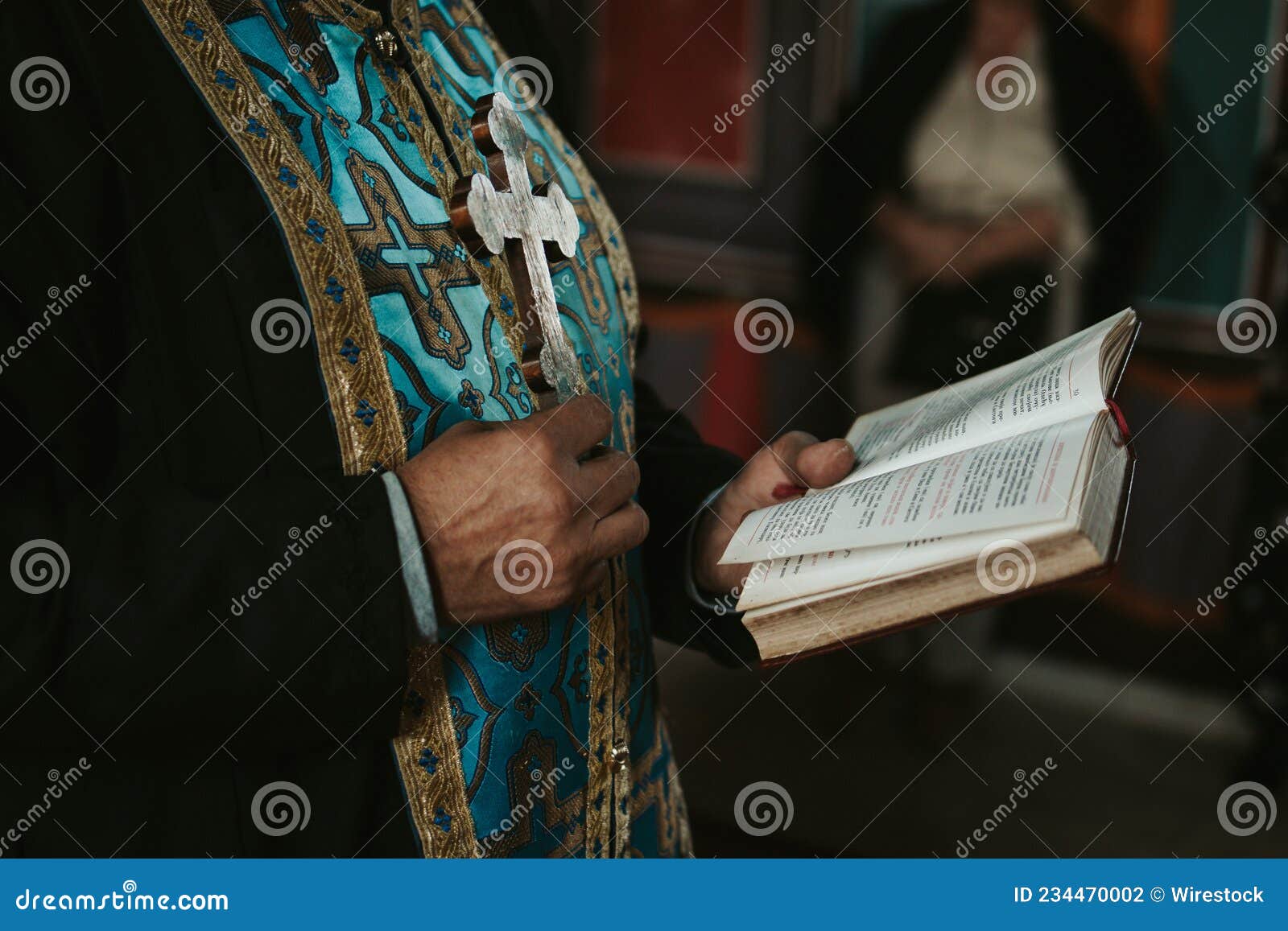 Closeup of a Priest Reading Bible in a Church Stock Photo - Image of ...
