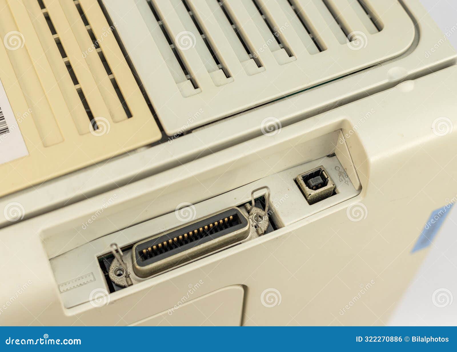 Closeup of Printer Power and Connection Ports Stock Photo - Image of ...