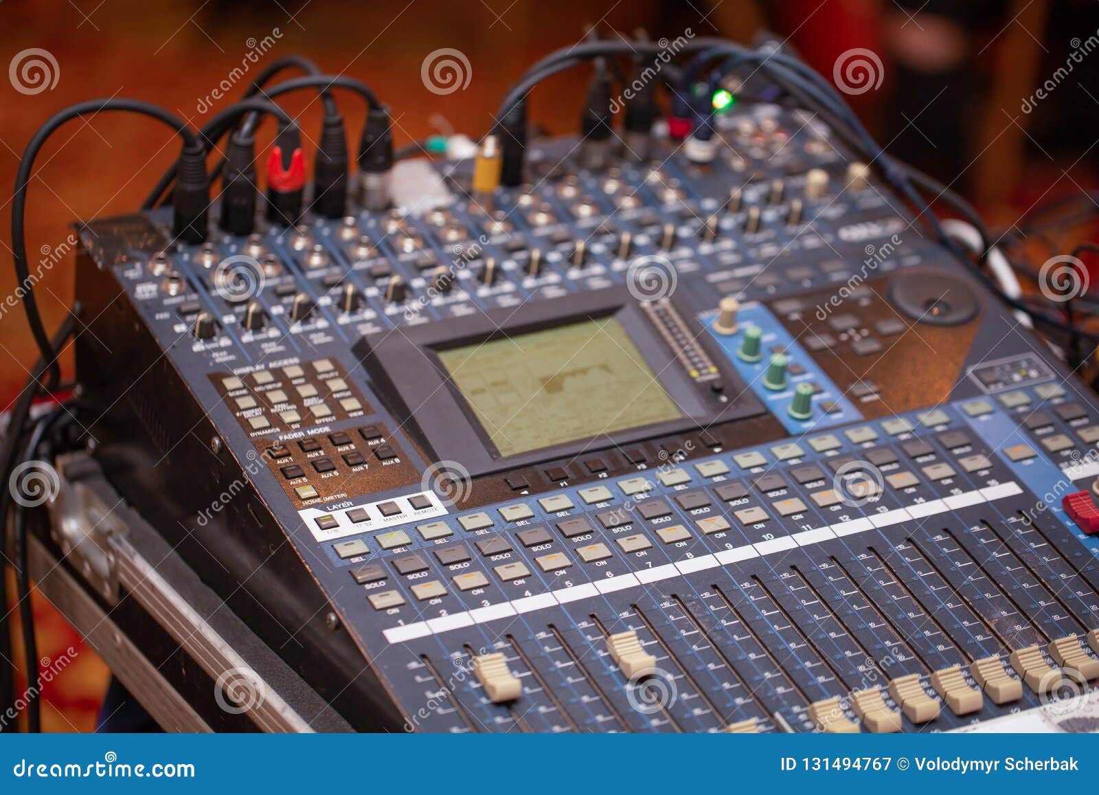 Closeup of Pro Audio Digital Mixing Console. Black Control Console ...